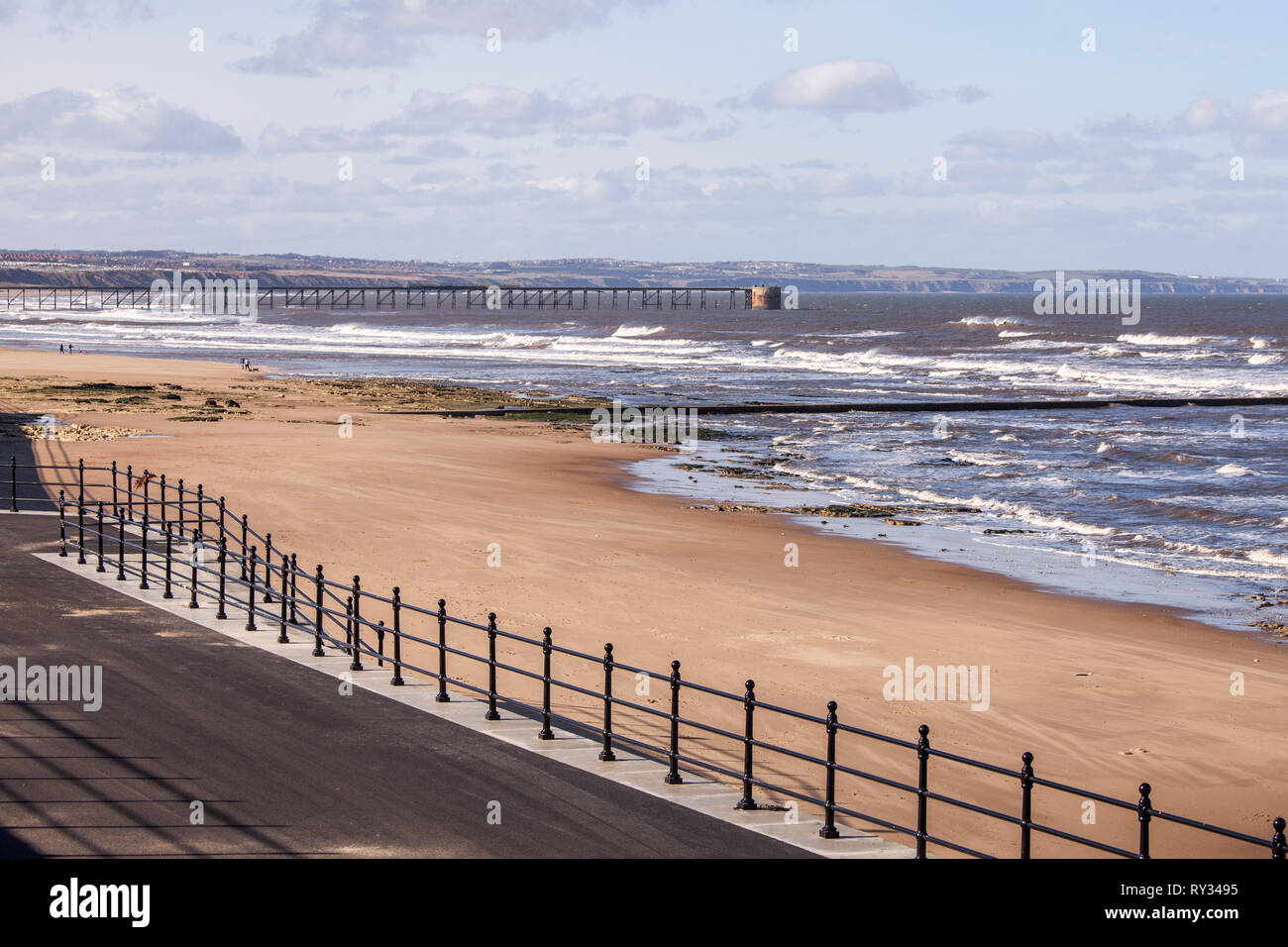 The coast and seafront at Hartlepool,England,UK with Steetley Pier in ...