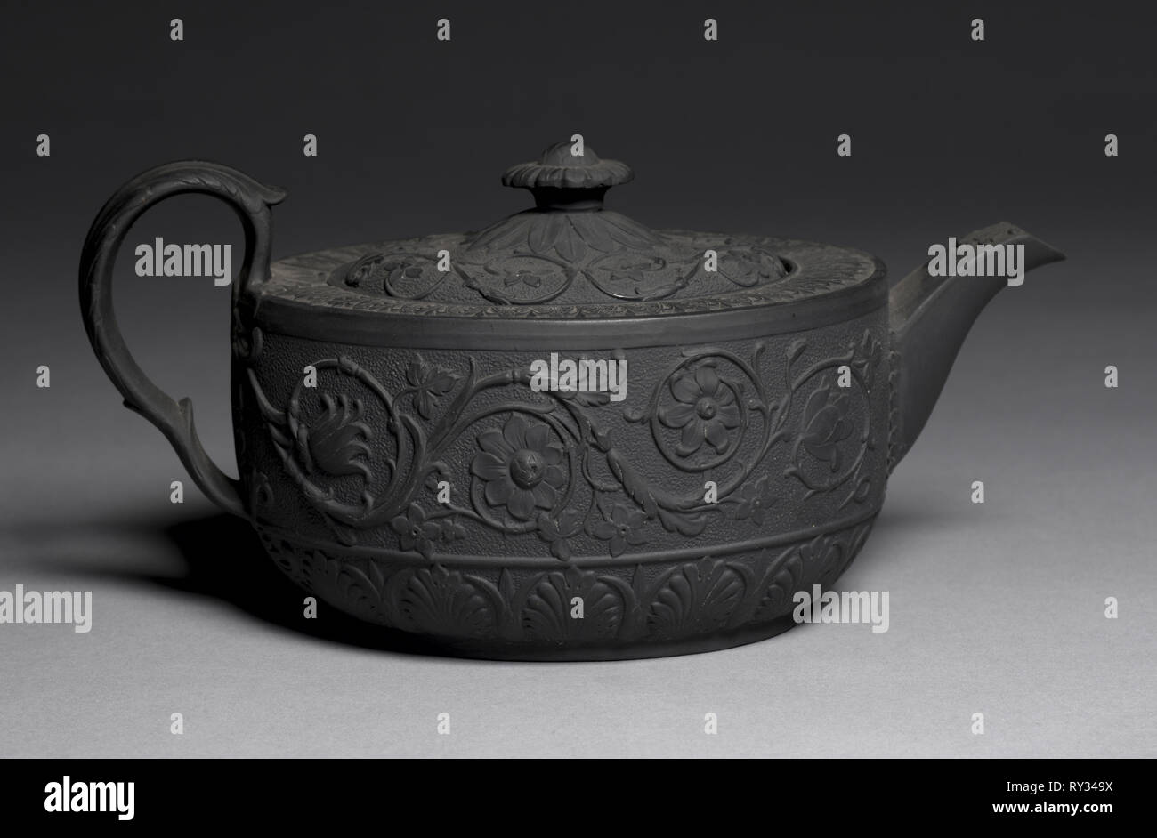 Pair of Teapots and Creamer Set , c. 1810. Elijah Mayer & Son. Black ...