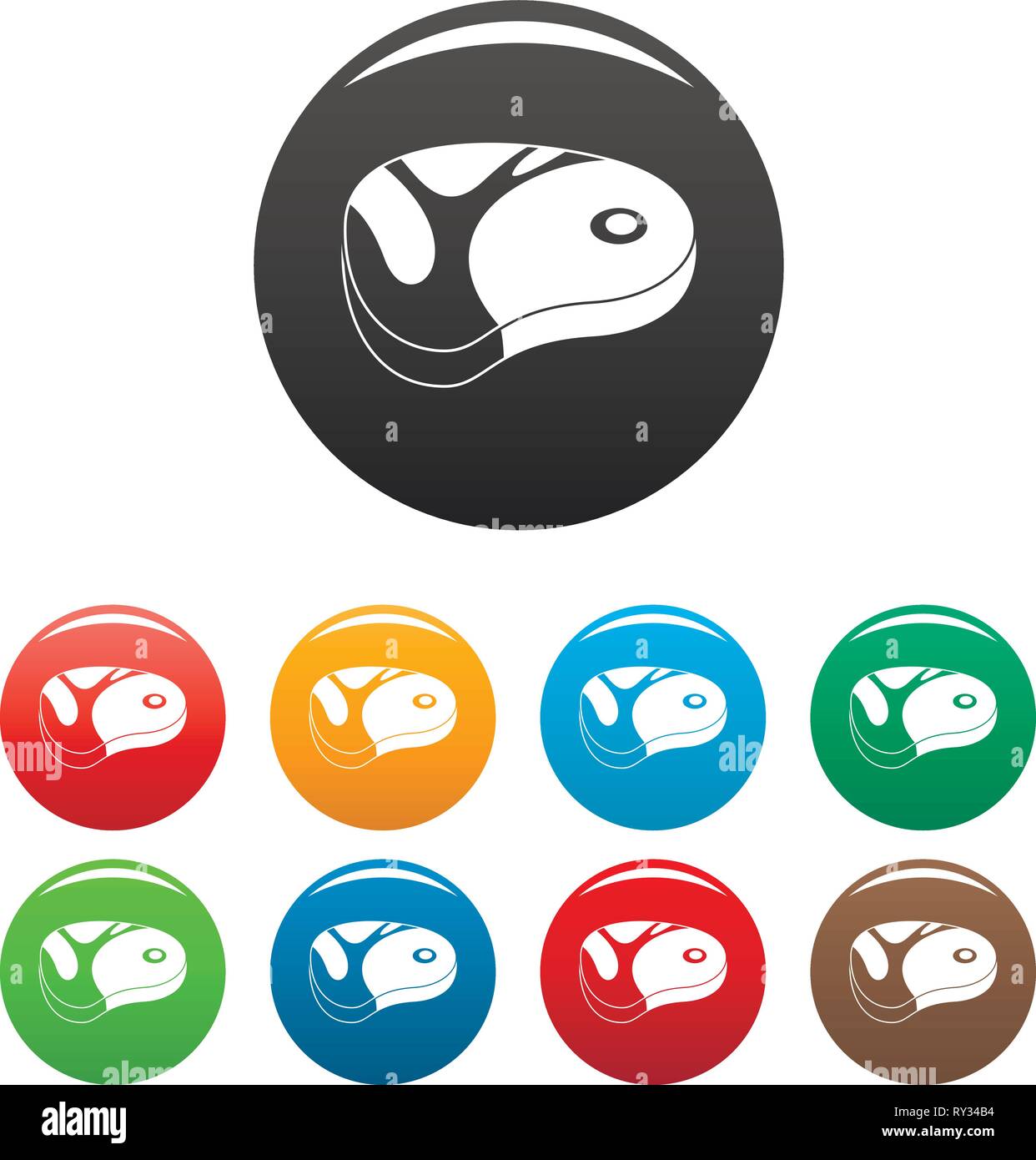 Beef steak icons set 9 color vector isolated on white for any design ...