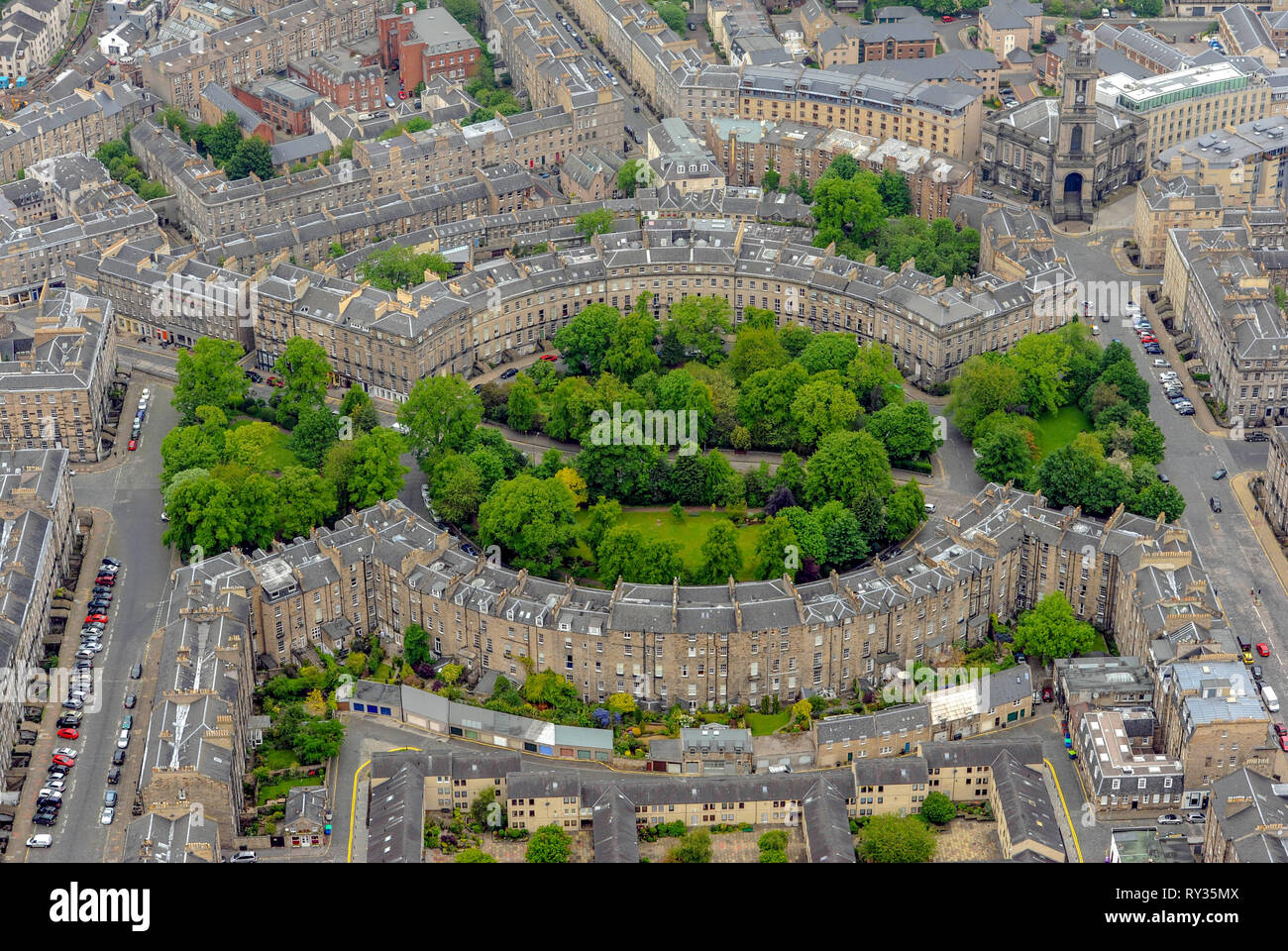 Aerial view of Royal Circus and Circus Place in the New Town, Edinburgh ...