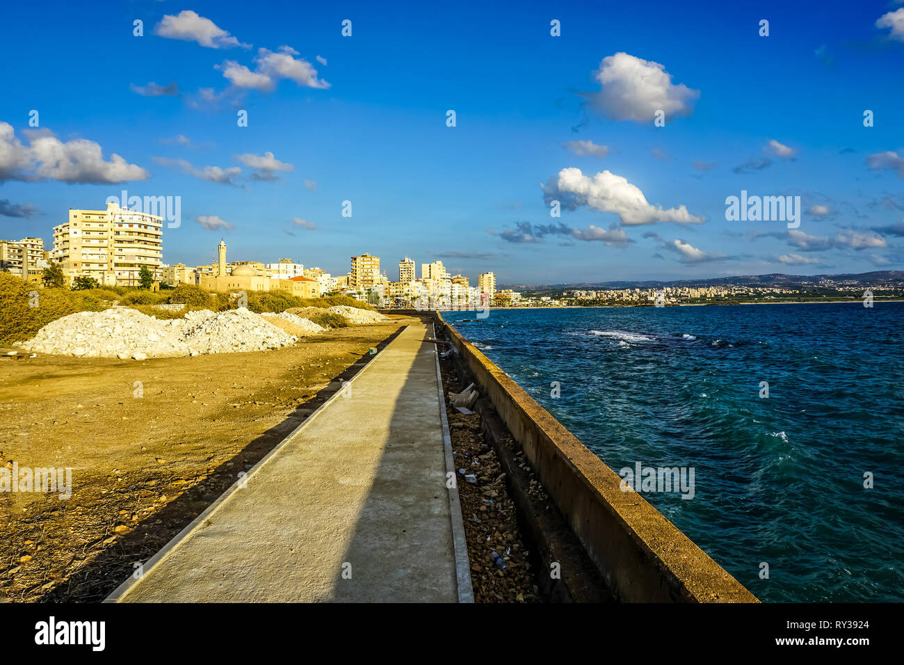 Tyre World Heritage Site Ruins with Sunset Blue Sky Background and ...