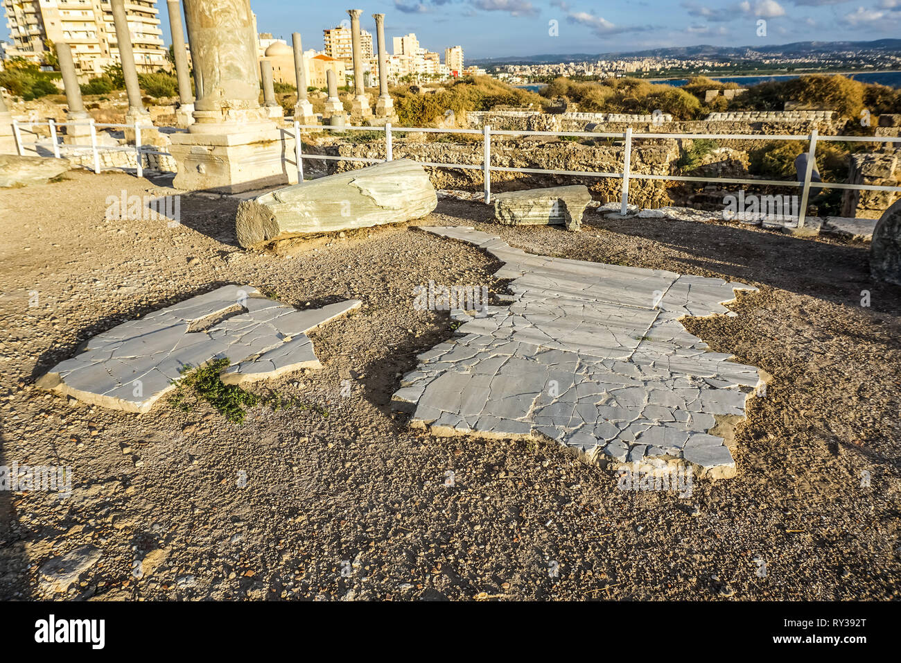 Tyre World Heritage Site Ruins Pillars with Sunset Marble Floor View ...