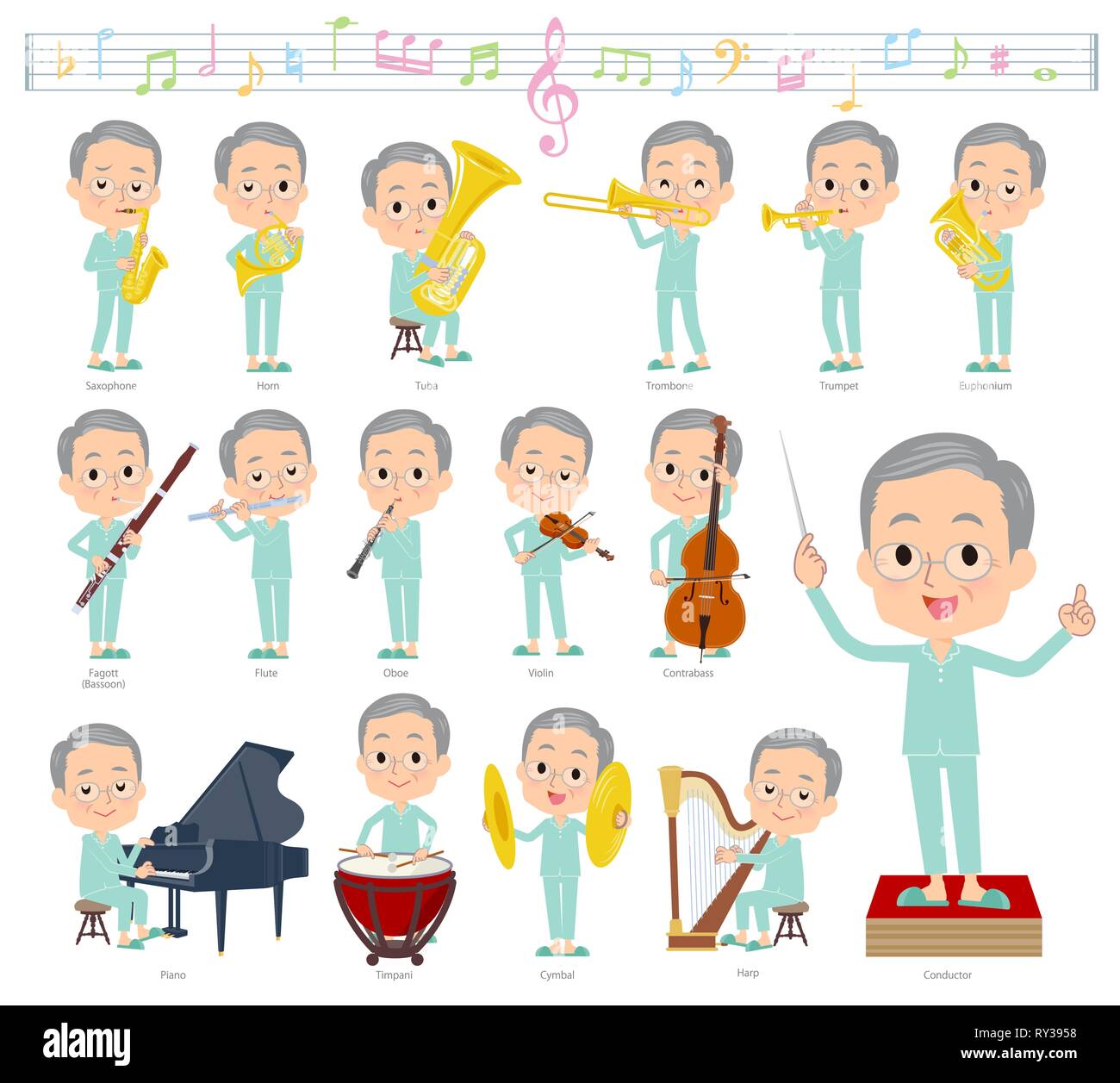 Old man at a piano Stock Vector Images - Alamy