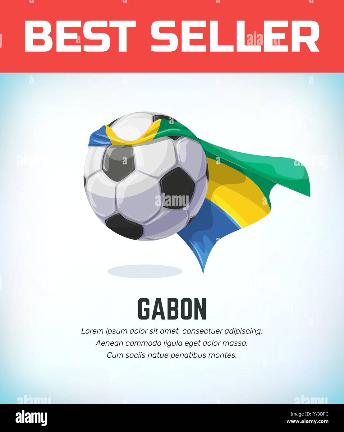 Gabon football or soccer ball. Football national team. Vector ...