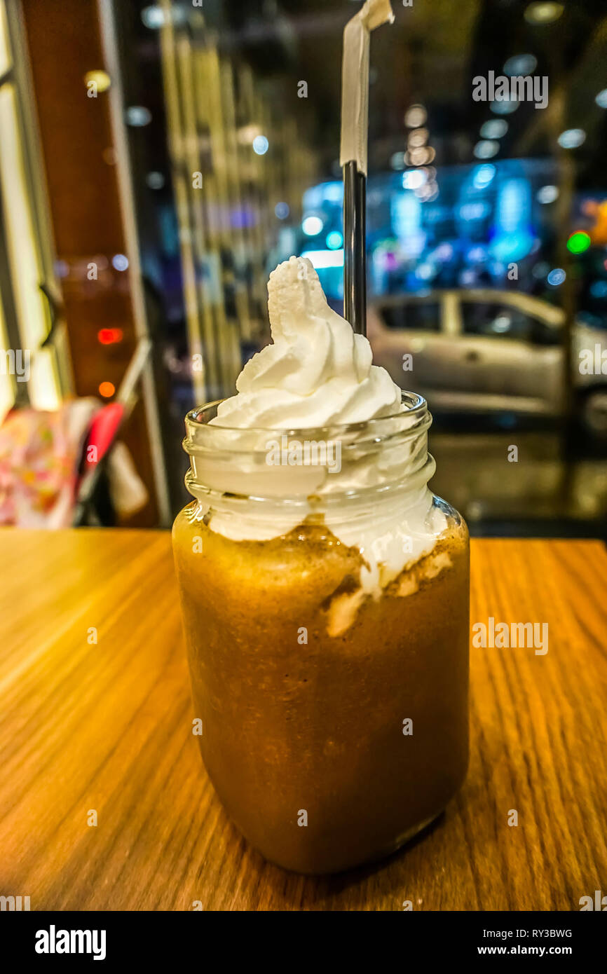 Chocolate milkshake drink tall glass hi-res stock photography and ...