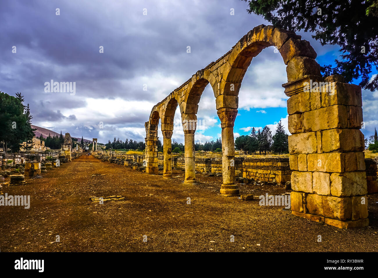 Anjar Citadel Historical Landmark Arched Bows on Pillars Stock Photo ...