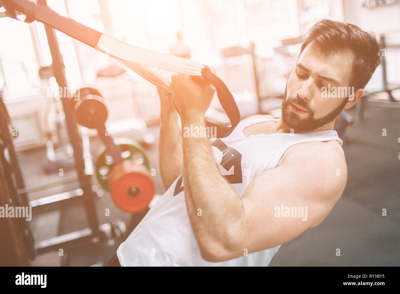 Heavy training bearded man hi-res stock photography and images - Alamy