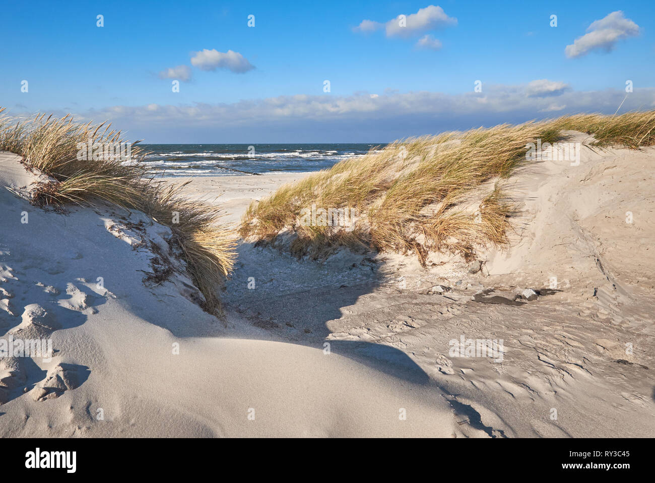 Pedestrian entrance to the beach in Hiddensee island, Baltic See ...