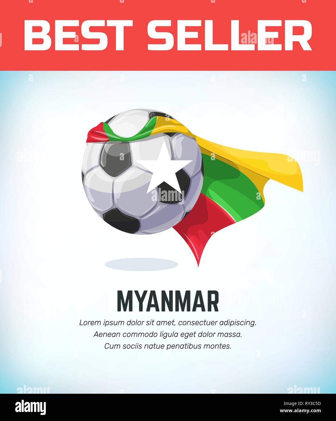 Myanmar football or soccer ball. Football national team. Vector ...
