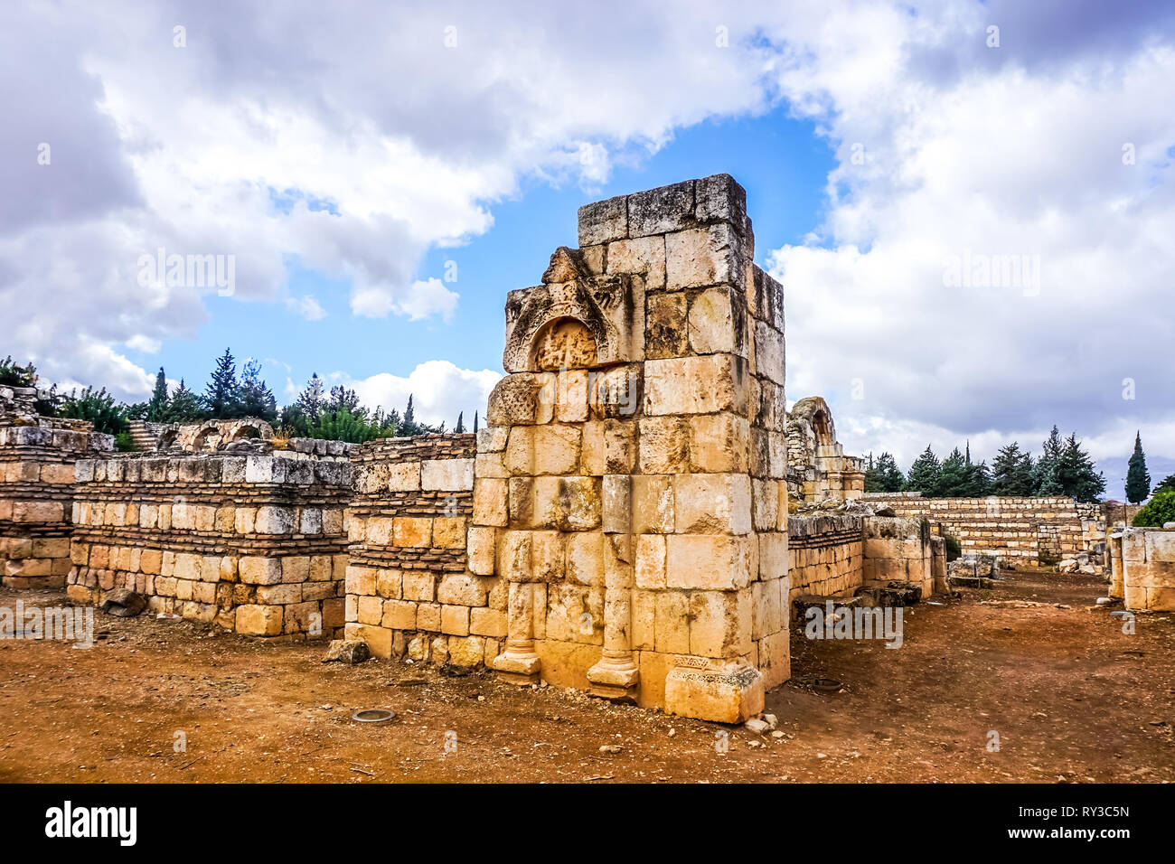 Anjar Citadel Historical Landmark Ruins of a Facade Wall Stock Photo ...