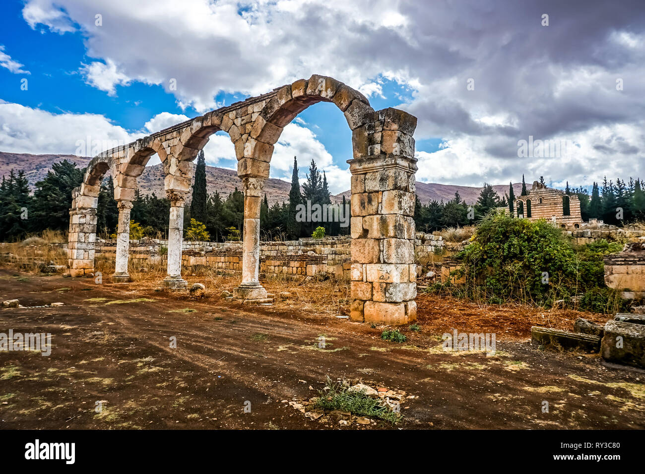 Anjar Citadel Historical Landmark Arched Bows on Pillars with Main ...