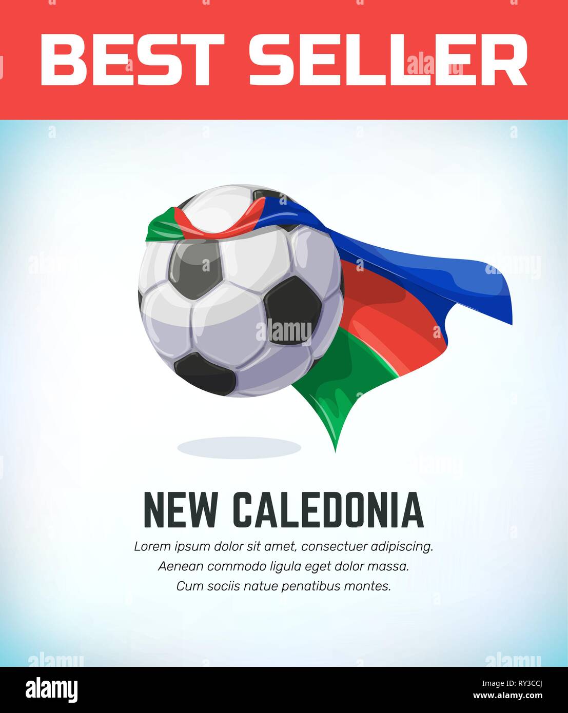 New Caledonia football or soccer ball. Football national team. Vector ...