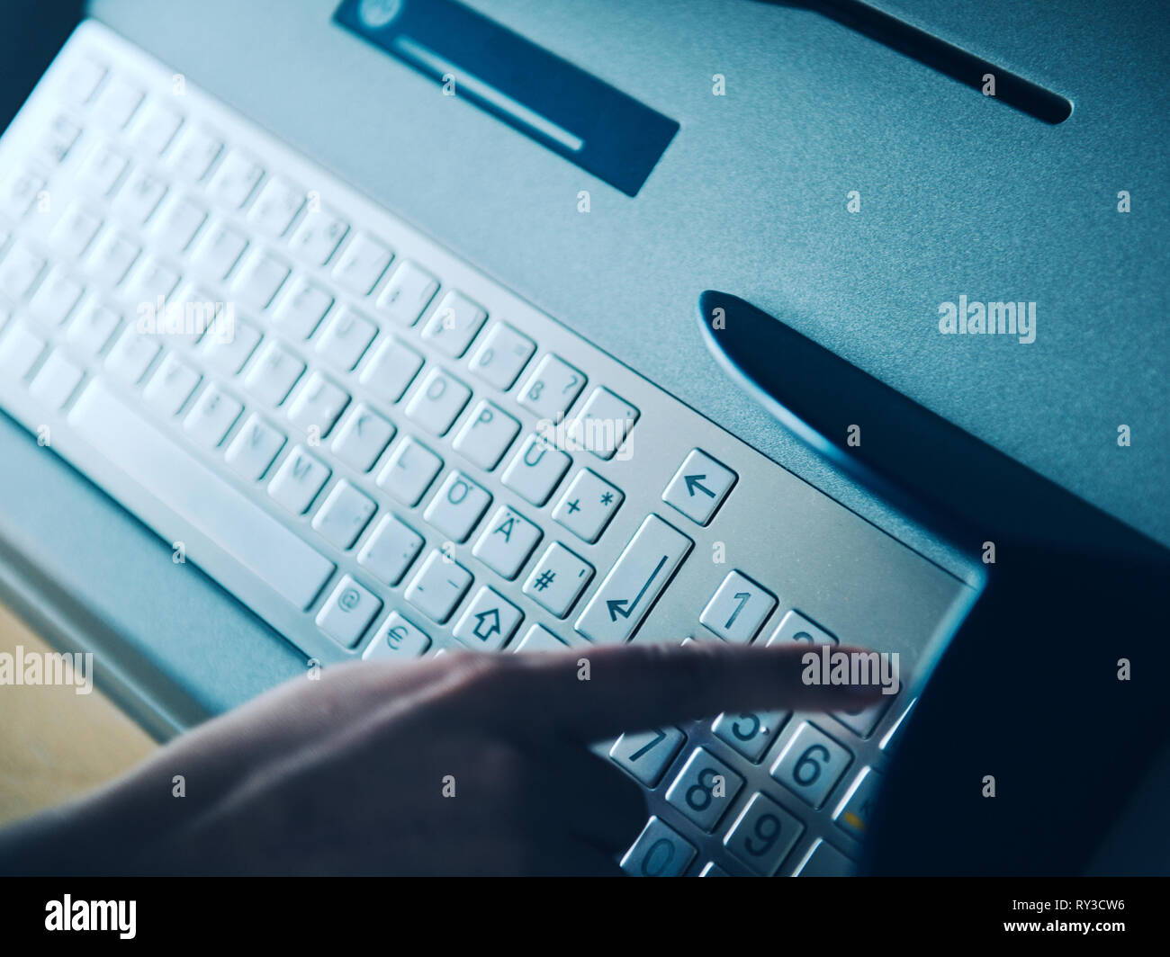 Woman pressing pin number atm hi-res stock photography and images - Alamy