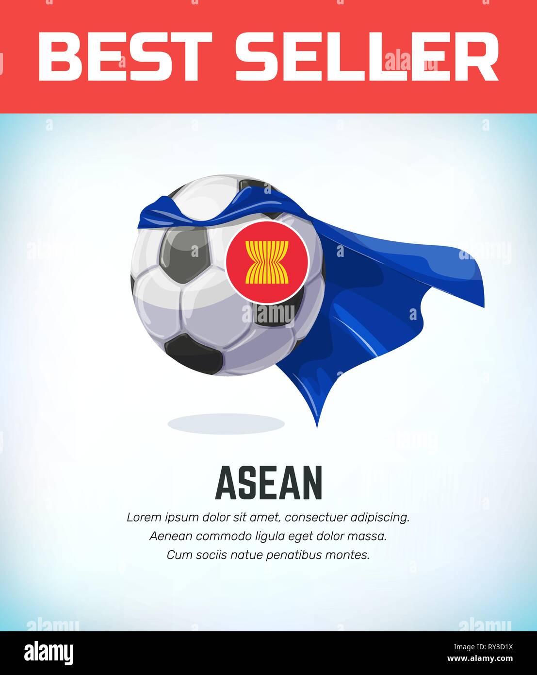 Asean football or soccer ball. Football national team. Vector ...