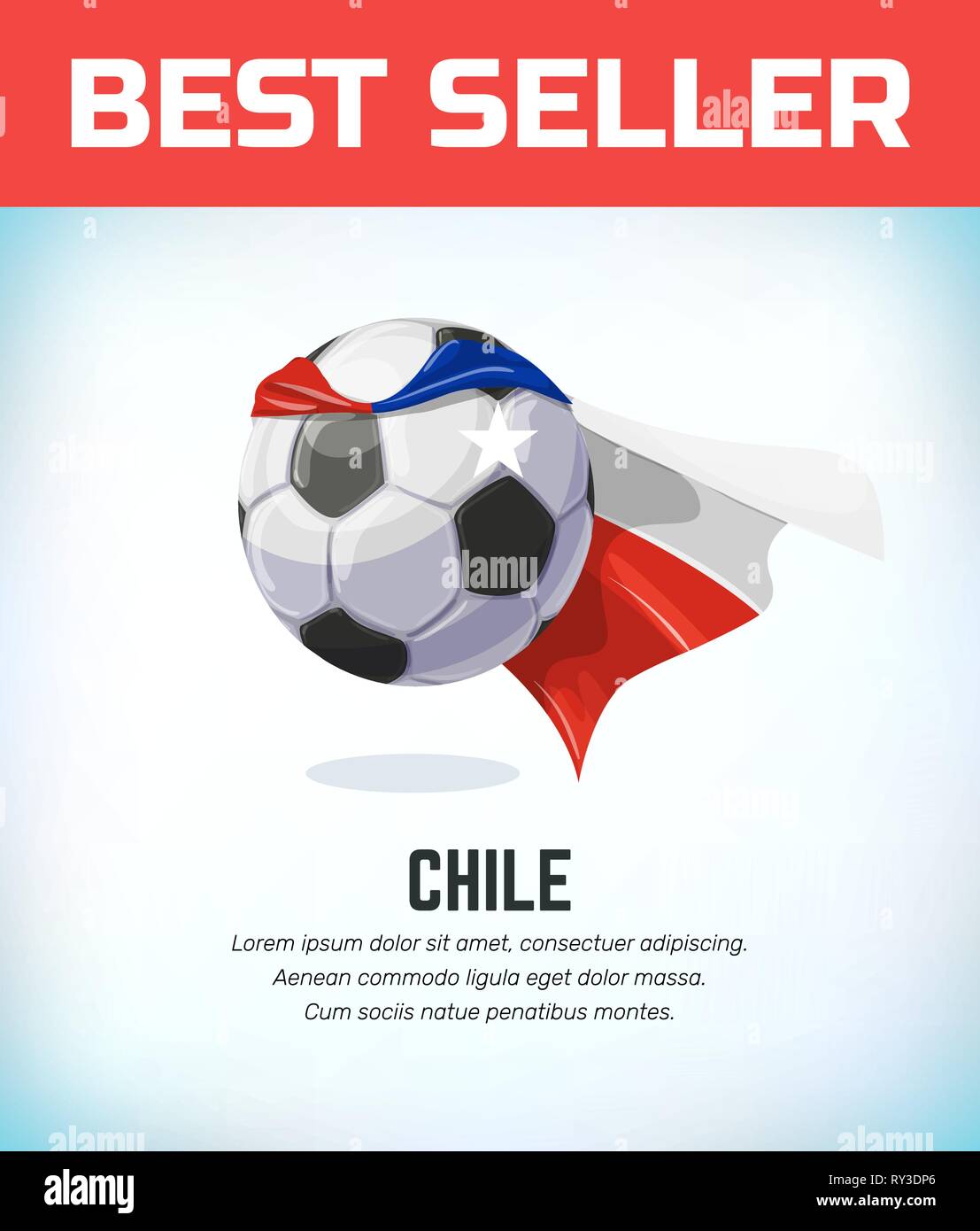 Chile football or soccer ball. Football national team. Vector ...