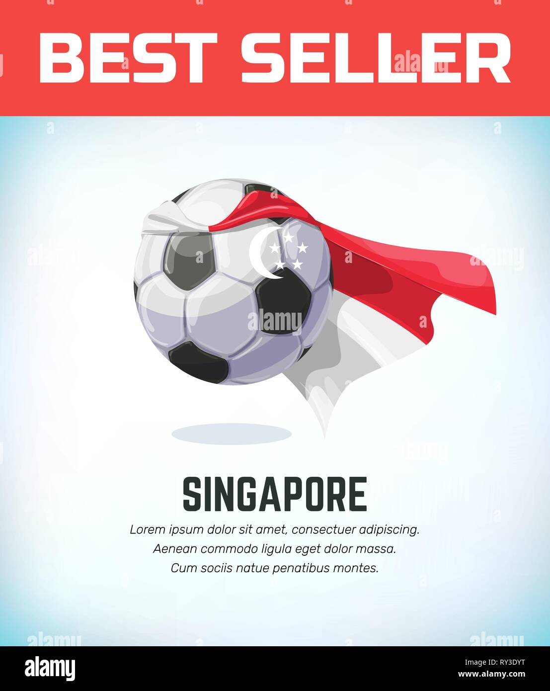 Singapore football or soccer ball. Football national team. Vector ...