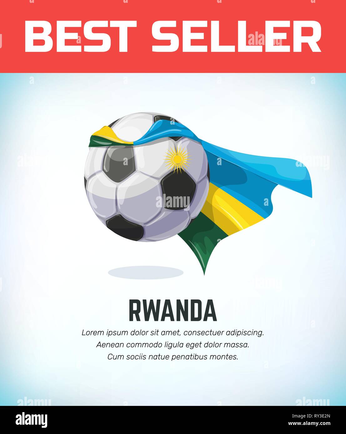 Rwanda football or soccer ball. Football national team. Vector ...