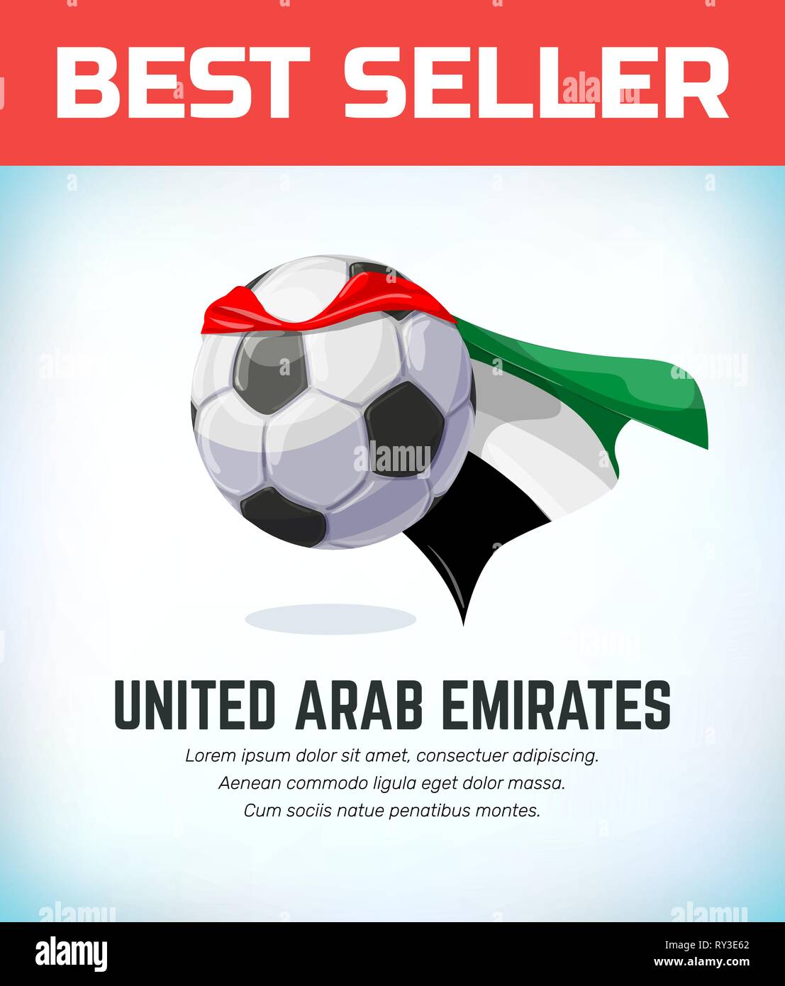 United Arab Emirates football or soccer ball. Football national team ...
