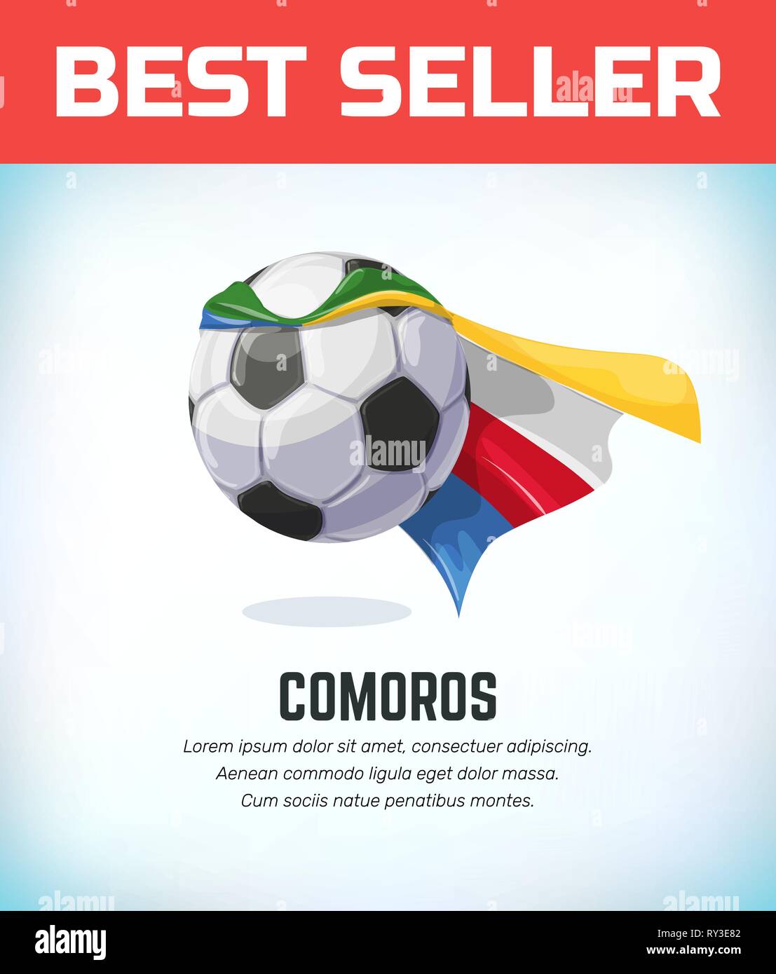 Comoros football or soccer ball. Football national team. Vector ...