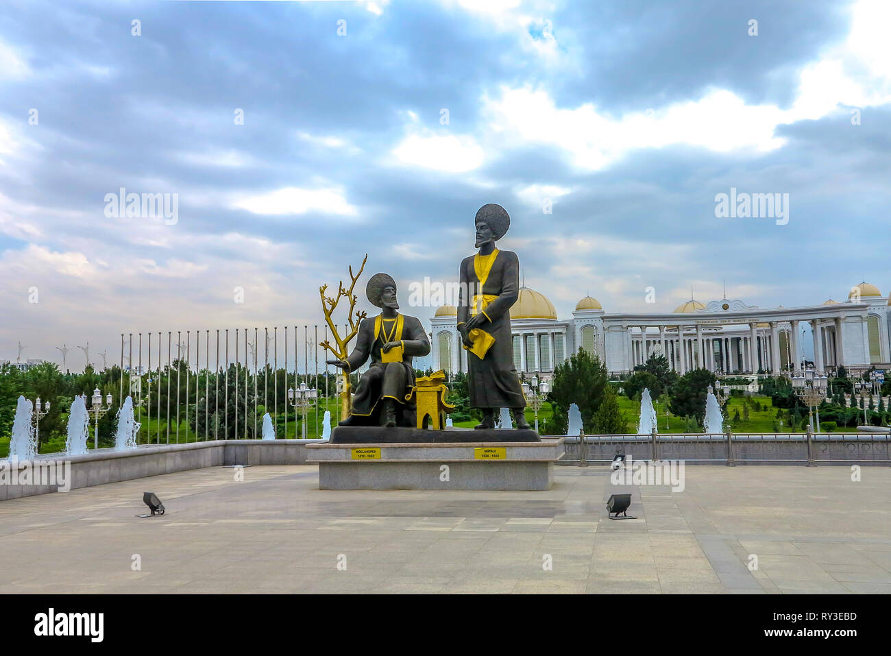 Ashgabat Independence Monument with Turkmen Warriors in Traditional ...