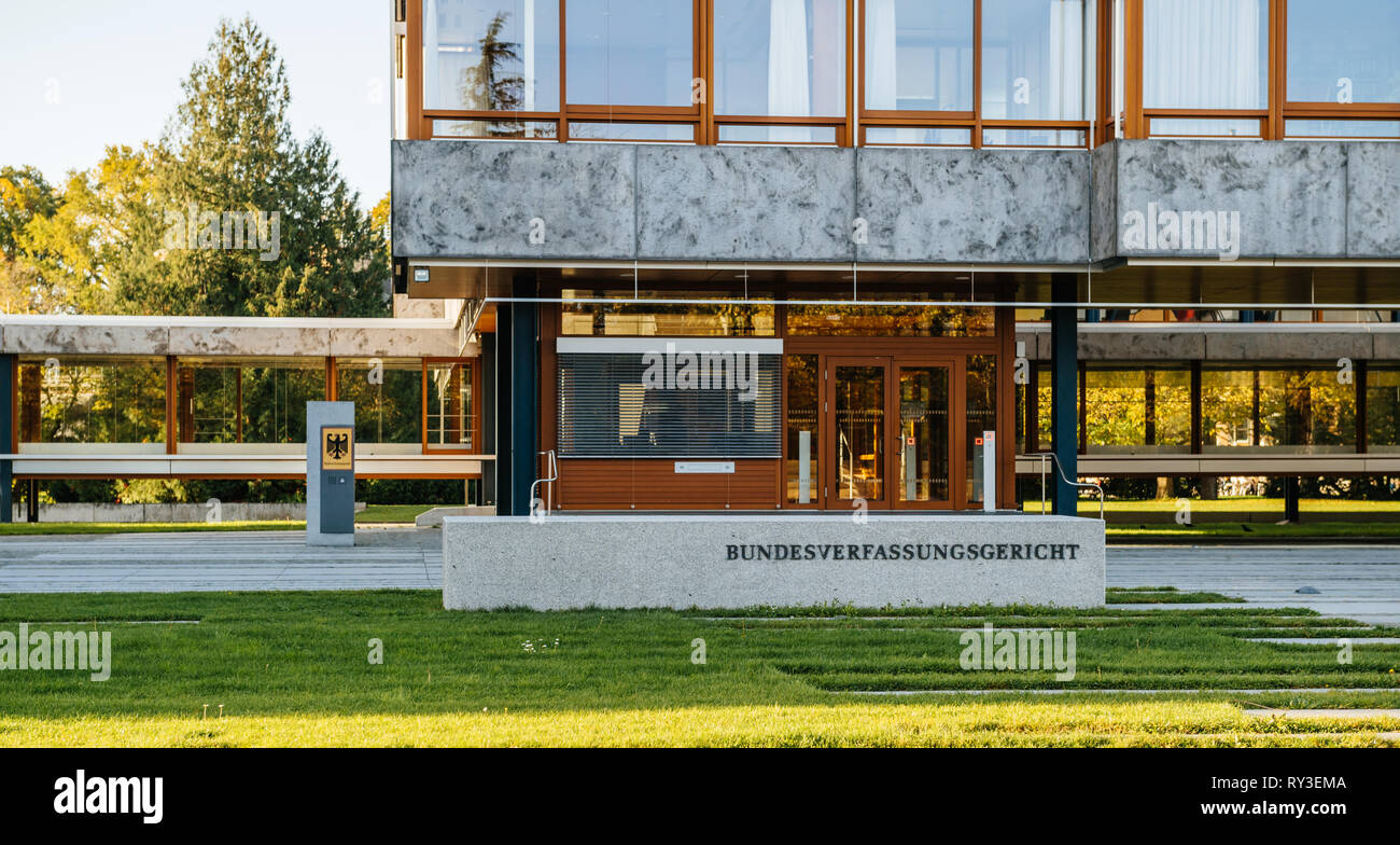 Karlsruhe, Germany - Oct 29, 2017: Modern architecture main entrance to ...