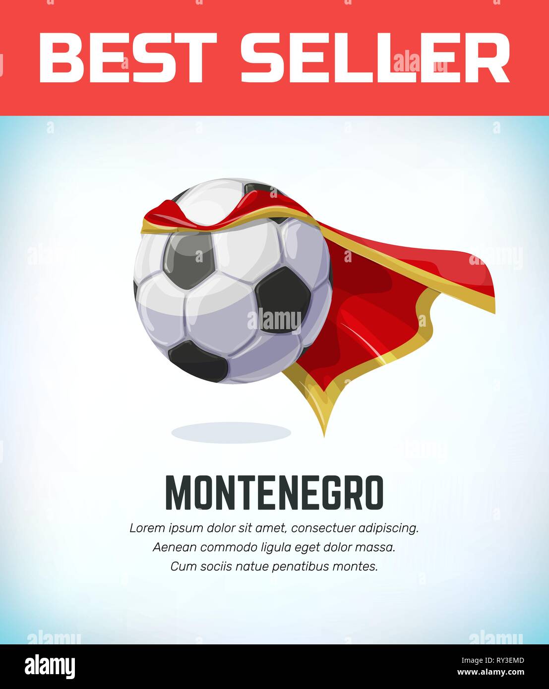 Montenegro football or soccer ball. Football national team. Vector ...