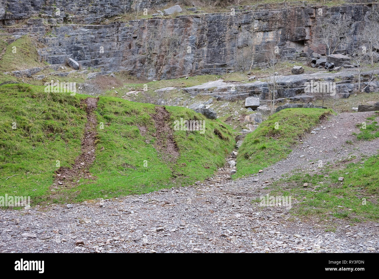 March 2019 - Damaged grass bank in Cheddar gorge caused by thoughtless ...
