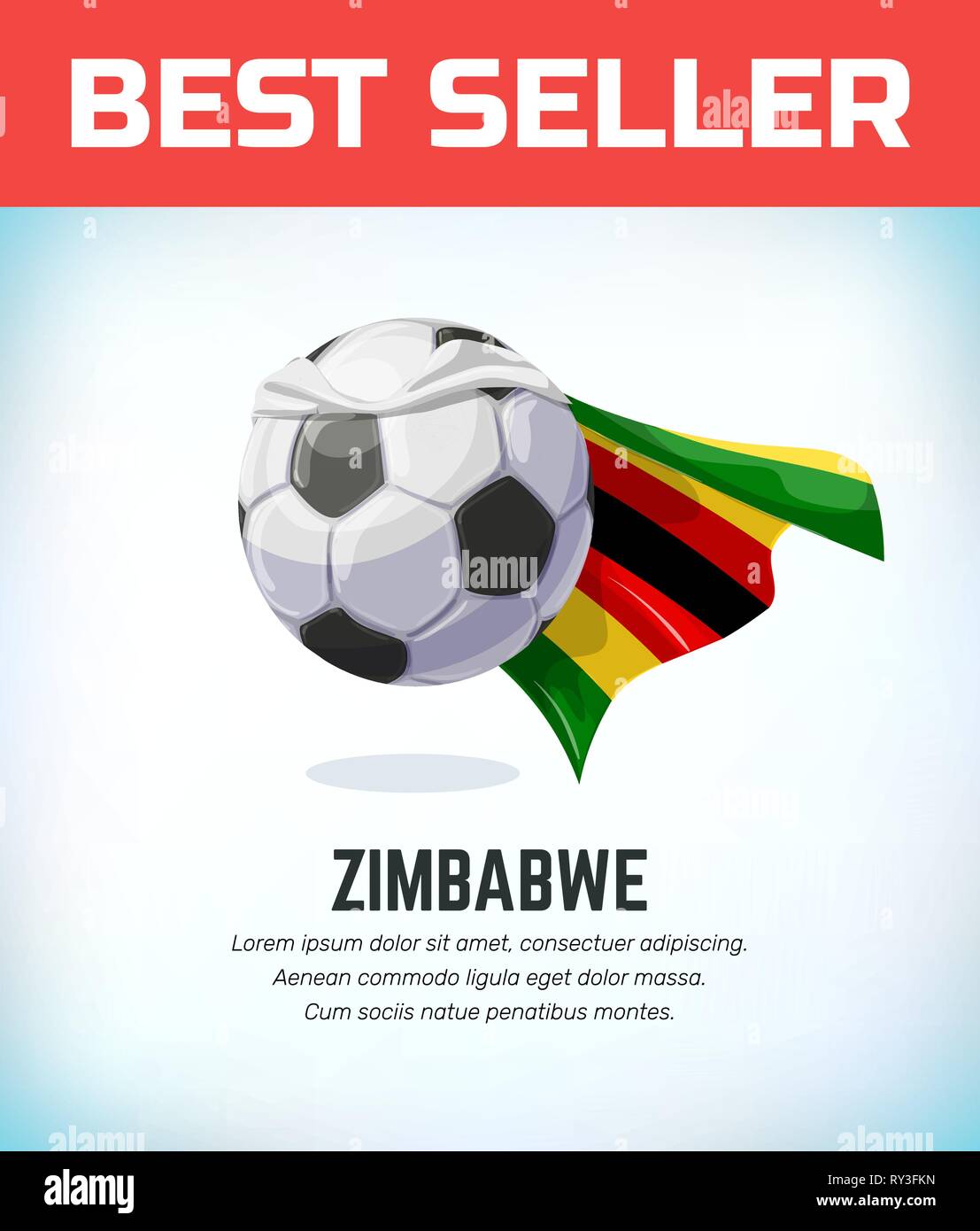 Zimbabwe football or soccer ball. Football national team. Vector ...