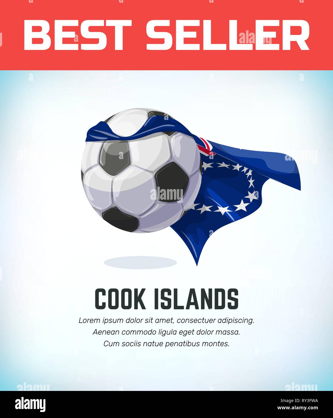 Cook Islands football or soccer ball. Football national team. Vector ...