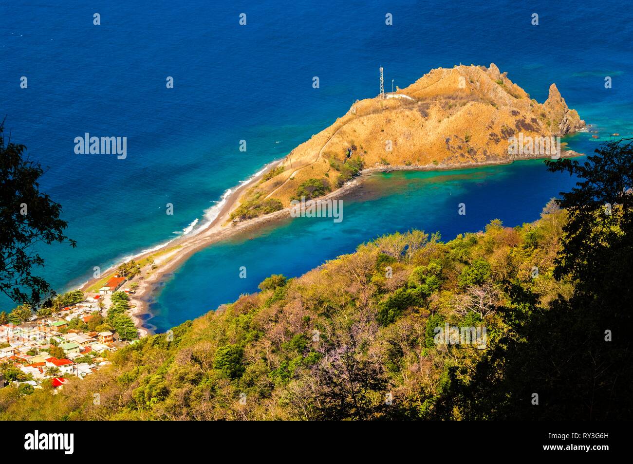 Dominica, Scotts Head Bay and Cachacrou Peninsula seen from Section 1 ...