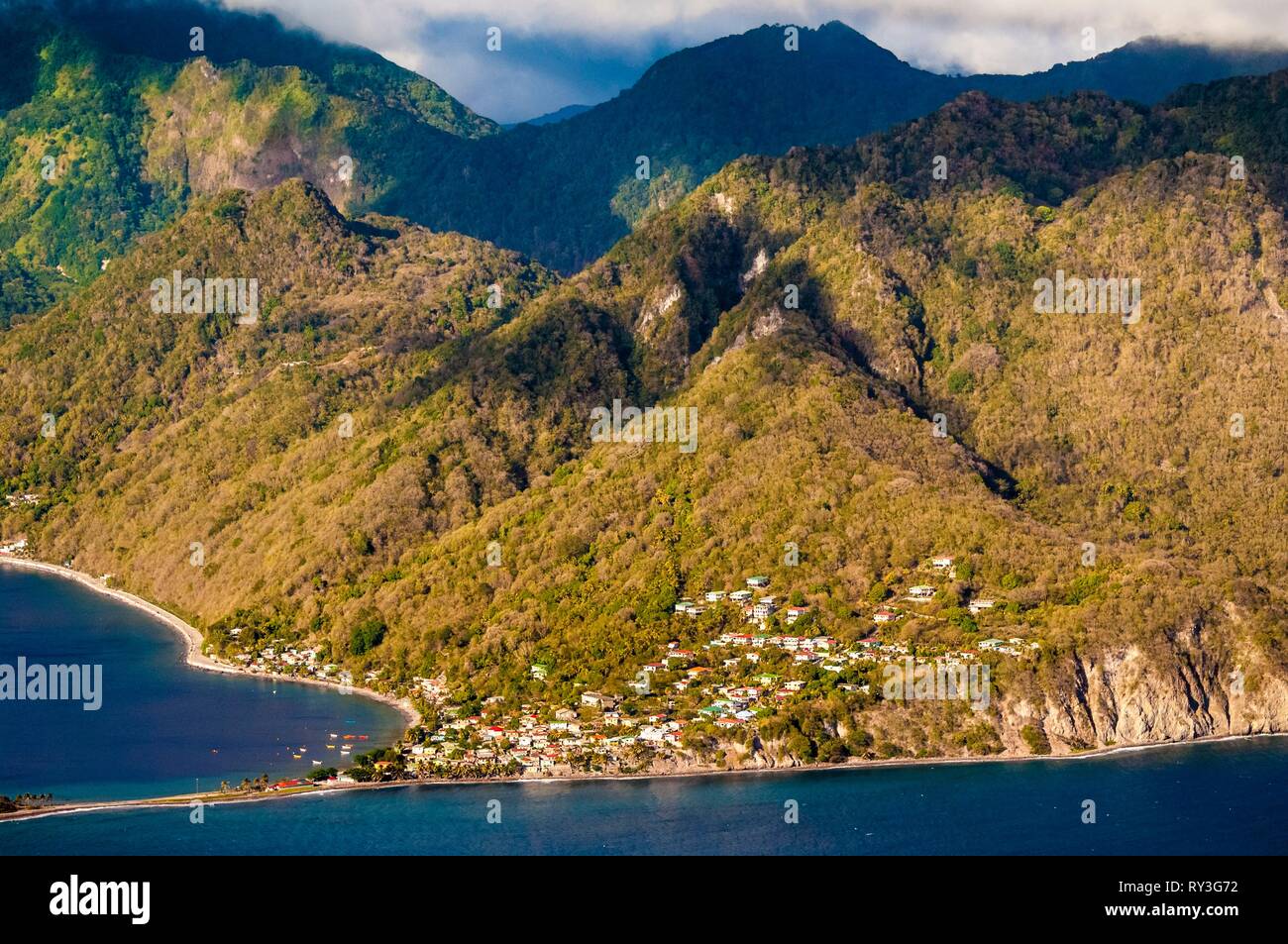 Dominica, Aerial view on Scotts Head bay Stock Photo - Alamy
