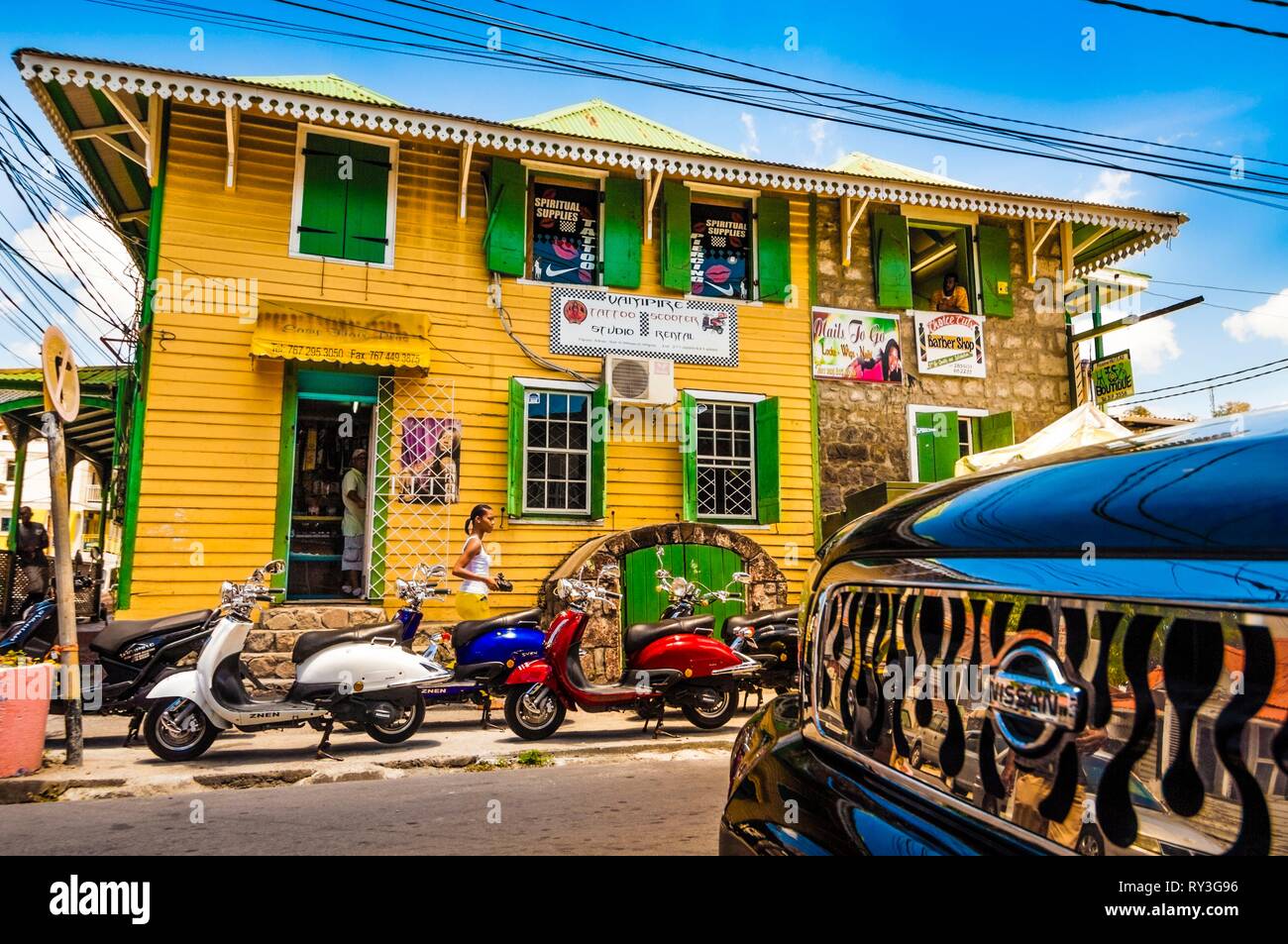 Dominica, Capital Roseau, scene of everyday life, beauty shops and ...