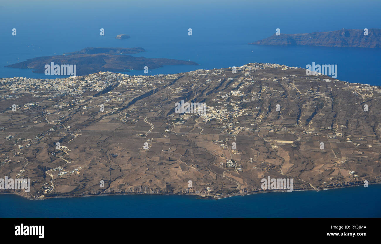 Aerial view of small islands with beautiful blue sea in Greece Stock ...