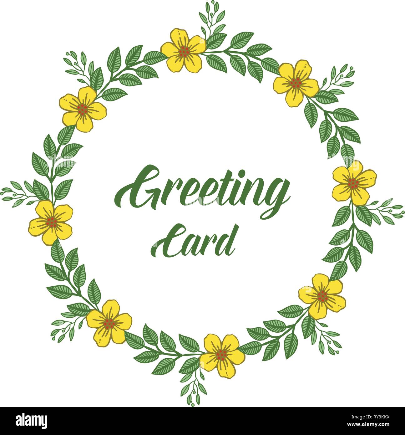 Vector illustration yellow flower frame for lettering of greeting card ...