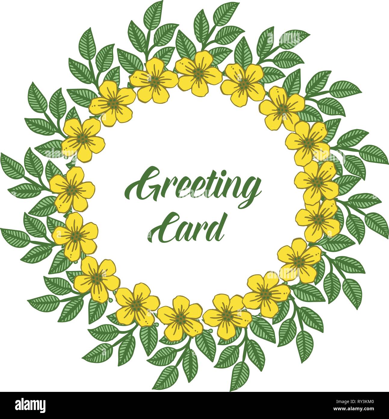 Vector illustration yellow flower frame for lettering of greeting card ...