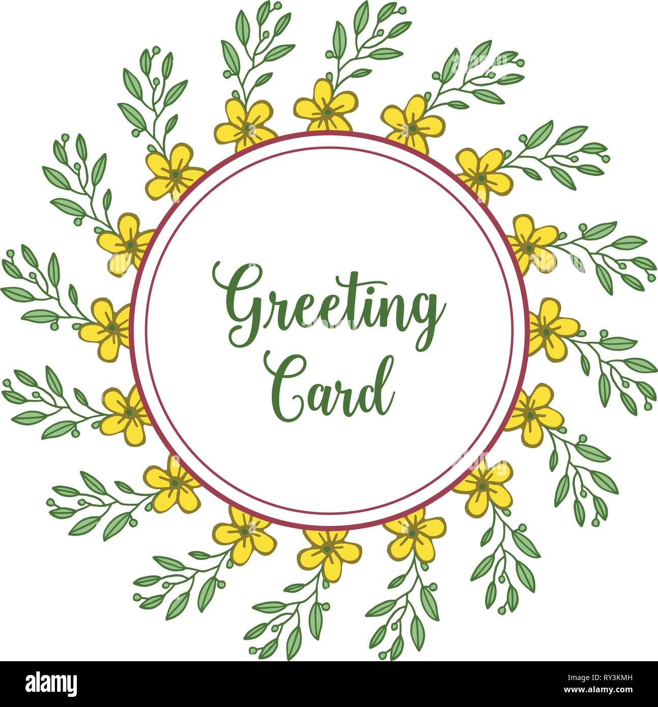 Vector illustration yellow flower frame for lettering of greeting card ...