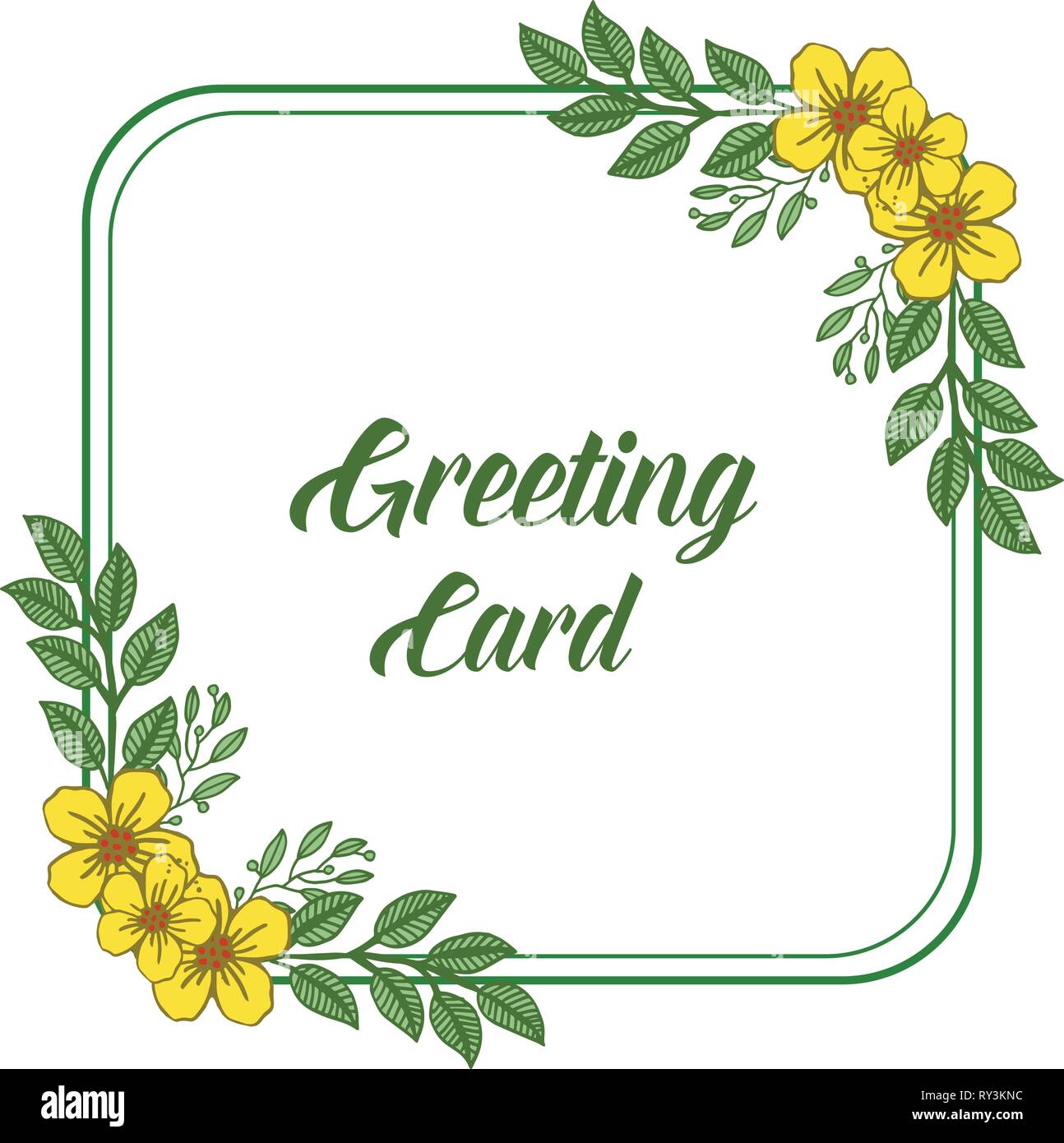 Vector illustration yellow flower frame for lettering of greeting card ...
