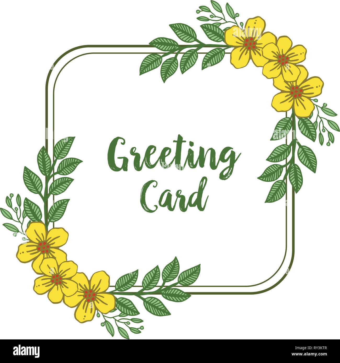 Vector illustration beauty yellow flower frames blooms for greeting ...