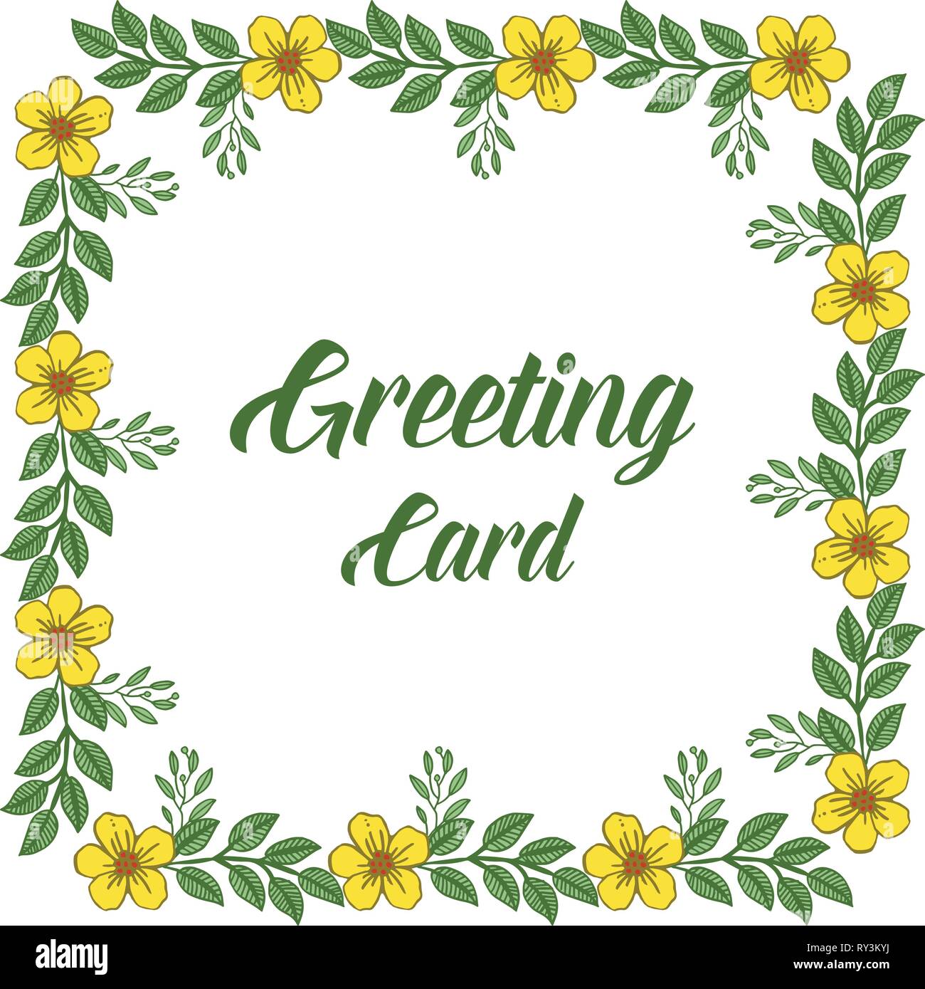Vector illustration beauty yellow flower frames blooms for greeting ...
