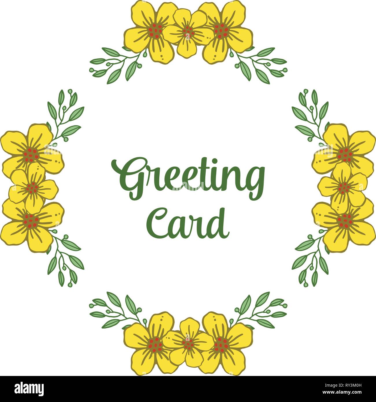 Vector illustration beauty yellow flower frames blooms for greeting ...