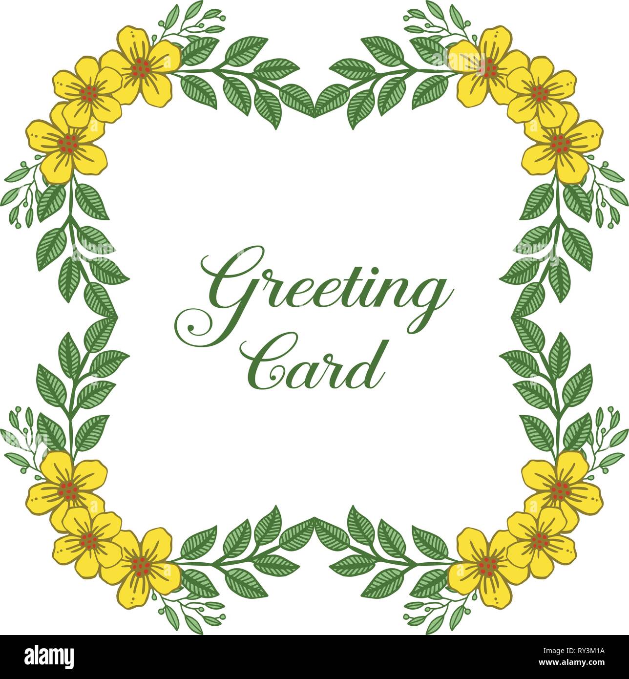 Vector illustration beauty yellow flower frames blooms for greeting ...