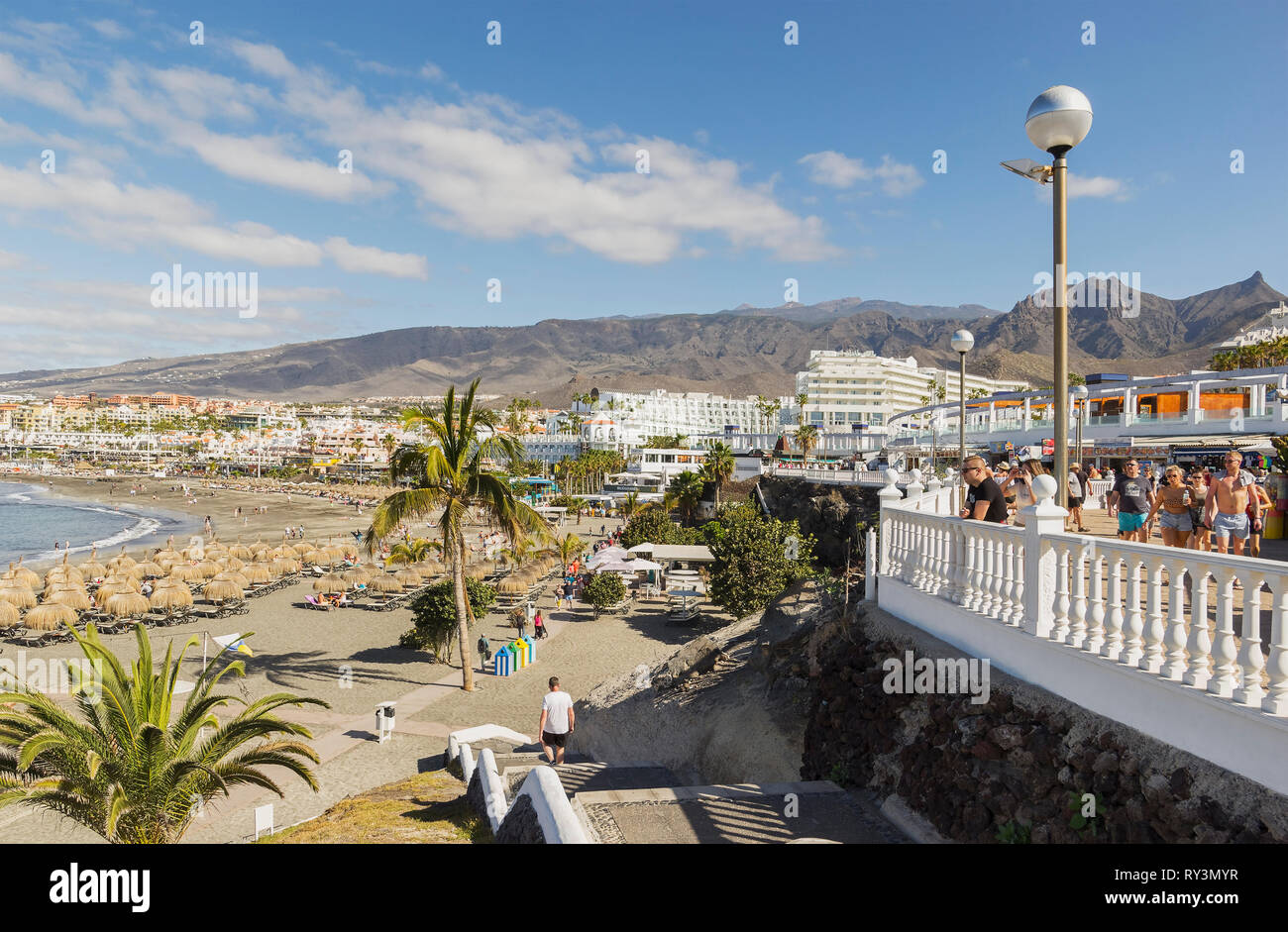 Promenade and beach at Playa de Torviscas near Costa Adeje, Tenerife Stock Photo - Alamy