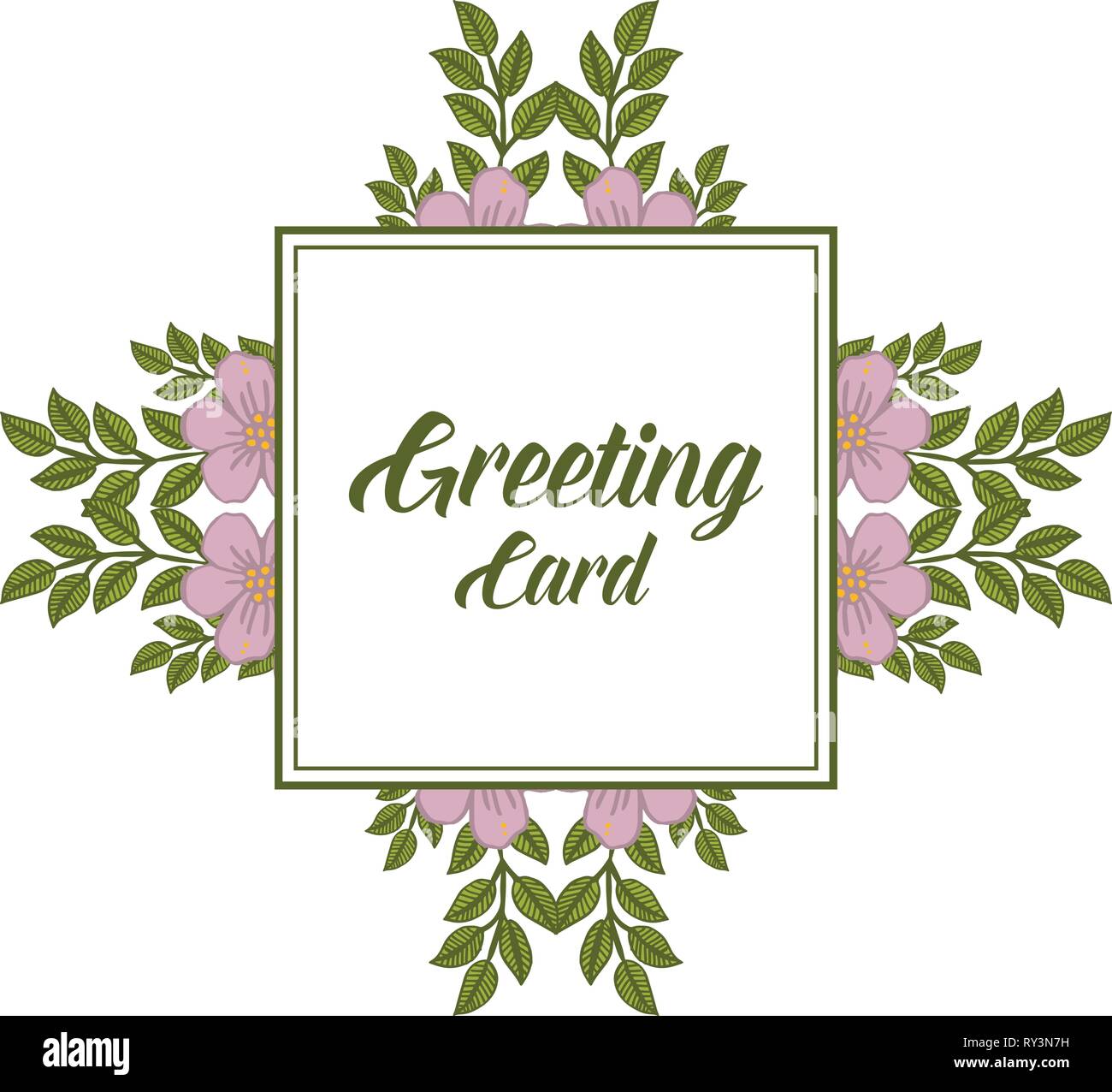 Vector illustration template of greeting card with pattern art floral ...