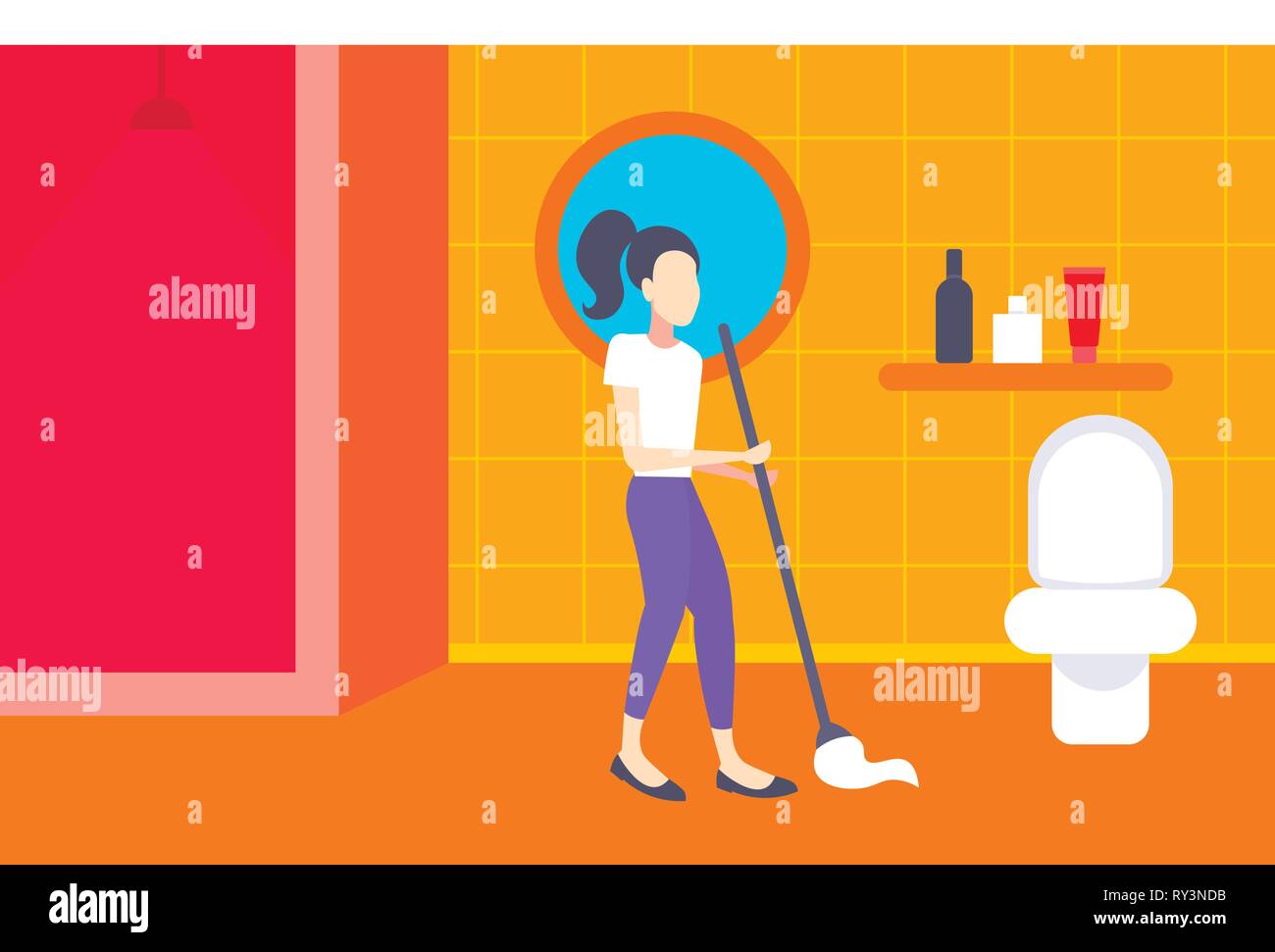 Mopping the floor Stock Vector Images - Alamy