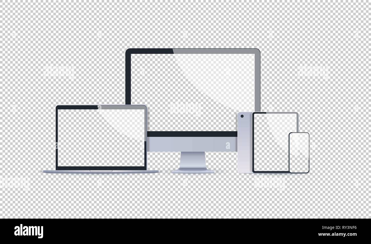 realistic electronic devices mockup set laptop monitor tablet and ...