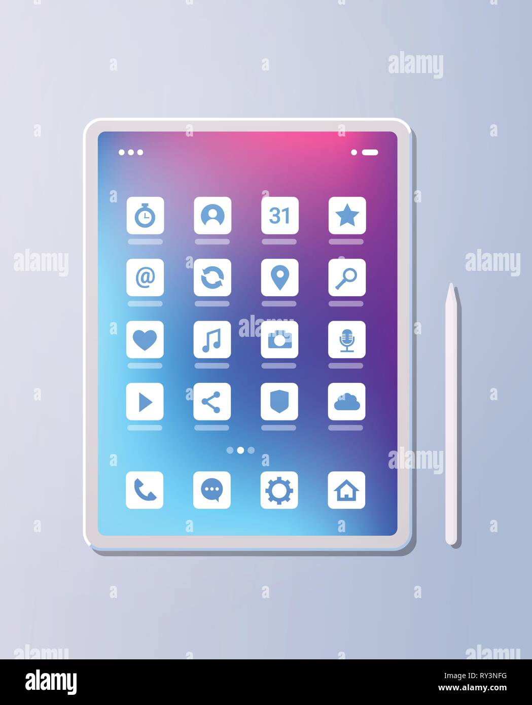 realistic tablet pc mobile application icons creative ui colorful ...