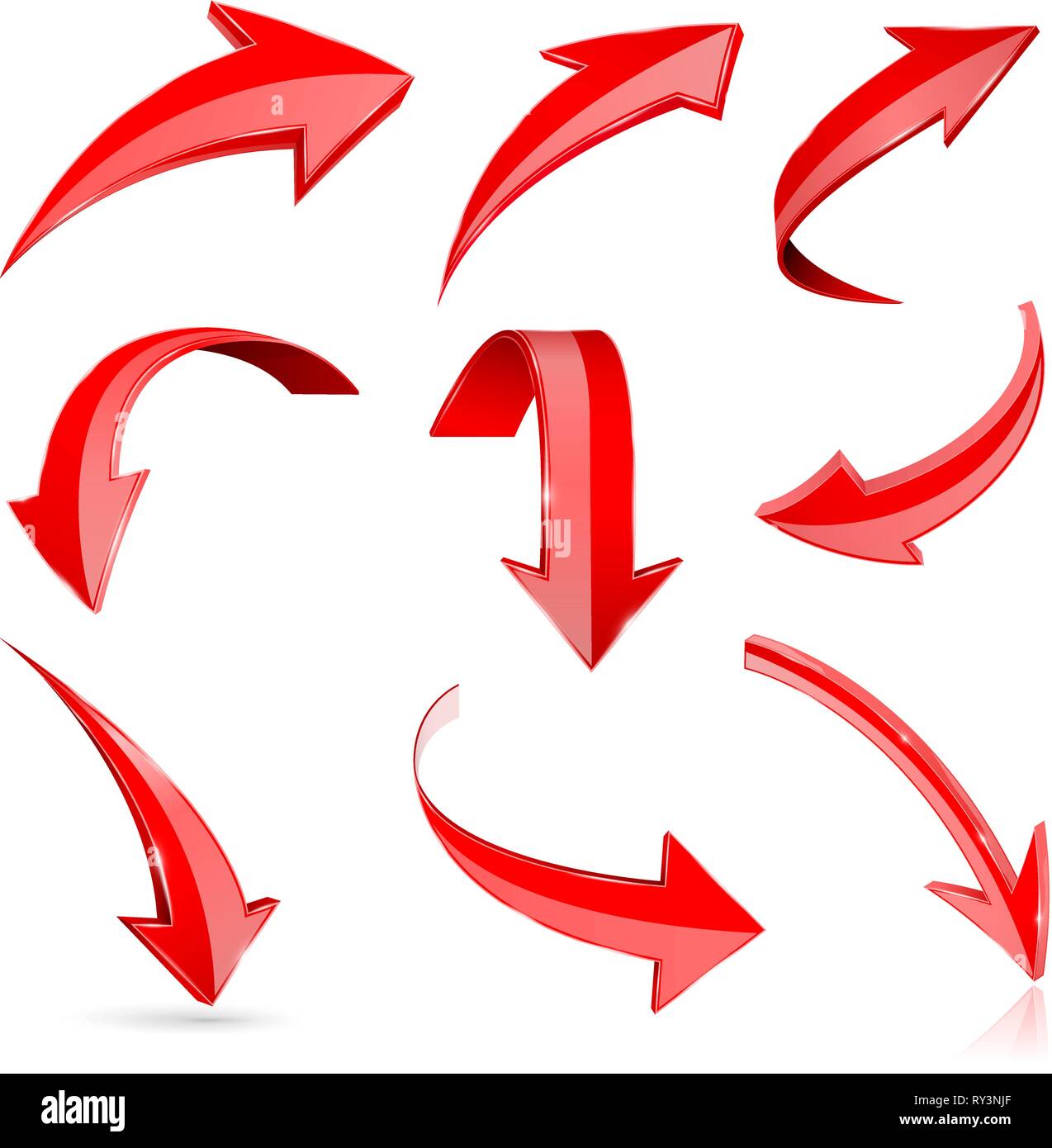 Set red curved arrow hi-res stock photography and images - Alamy