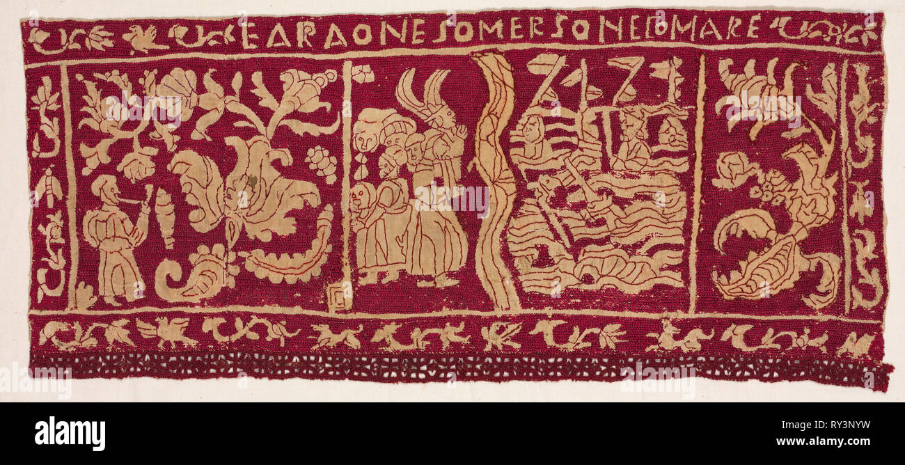 Embroidered Border: The Pharaoh Being Submerged in the Sea, 1500s-1600s ...