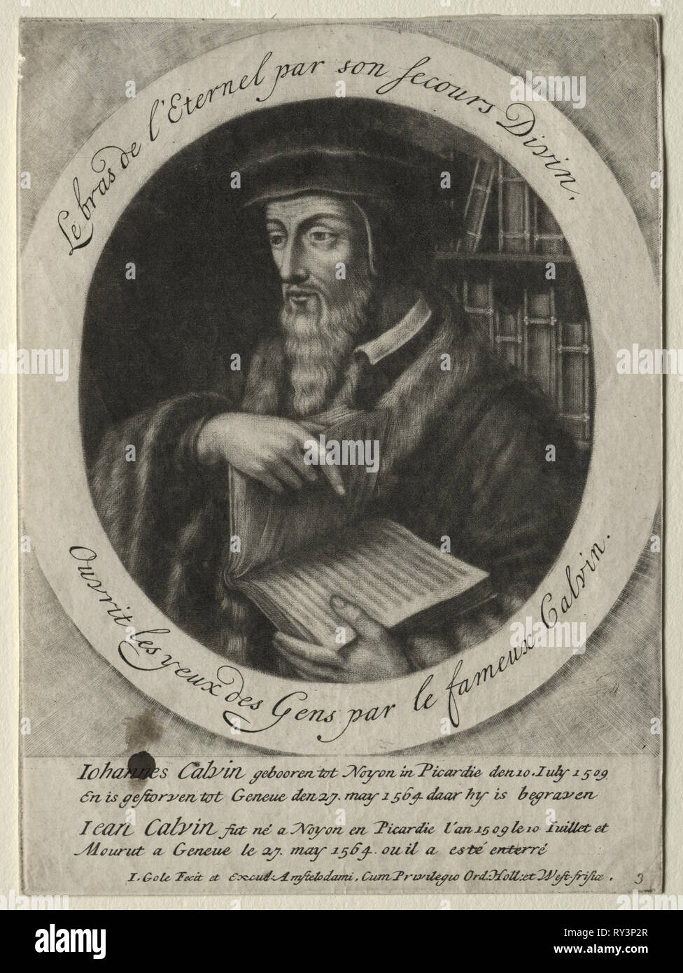 John Calvin. Jacob Gole (Dutch, 1660-1737). Mezzotint Stock Photo - Alamy