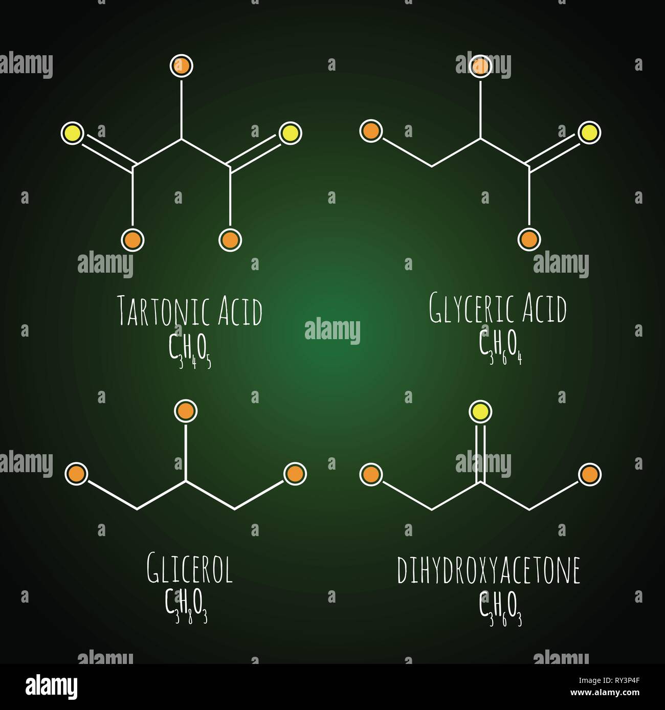 Glycerol Structural Chemical Formula Vector Illustration Stock Vector